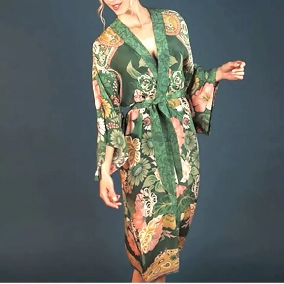 Powder | Intimates & Sleepwear | Powder Luxury Kimono Folk Art Floral ...